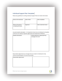 Individual support plan template and guidance Download page - Team Teach